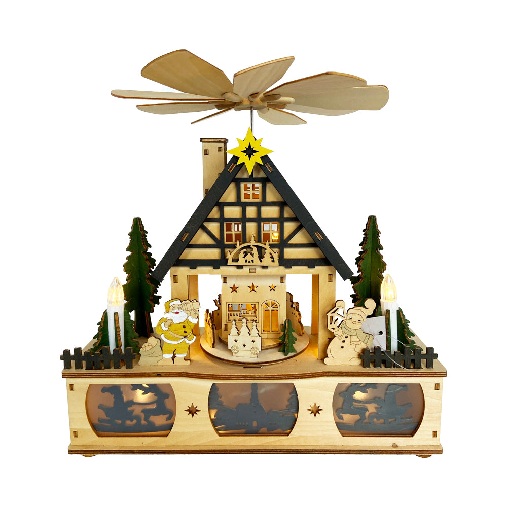 Wooden Santa And Snowman Light Up Christmas Pyramid – The Christmas ...