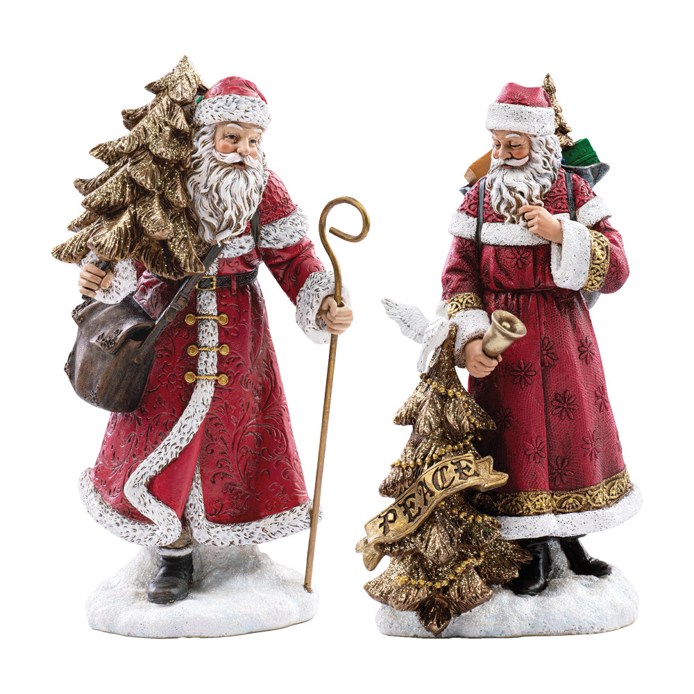 Red and Gold Santa Claus Figures Set of 2 – The Christmas Imaginarium