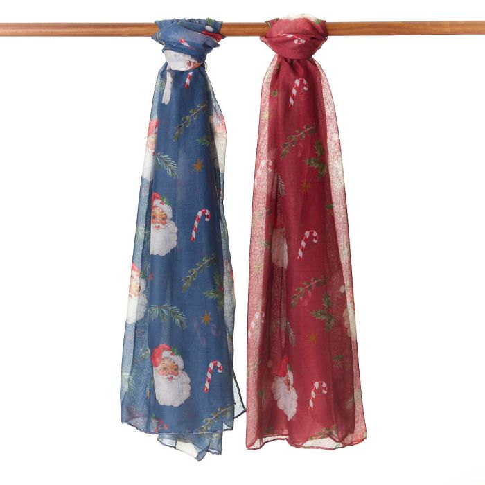 Santa And Candy Canes Christmas Scarf Red Or Blue – The Christmas ...