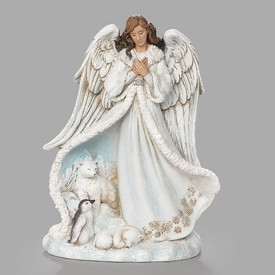 Angel Figure With Arctic Animals Resin 19cm – The Christmas Imaginarium