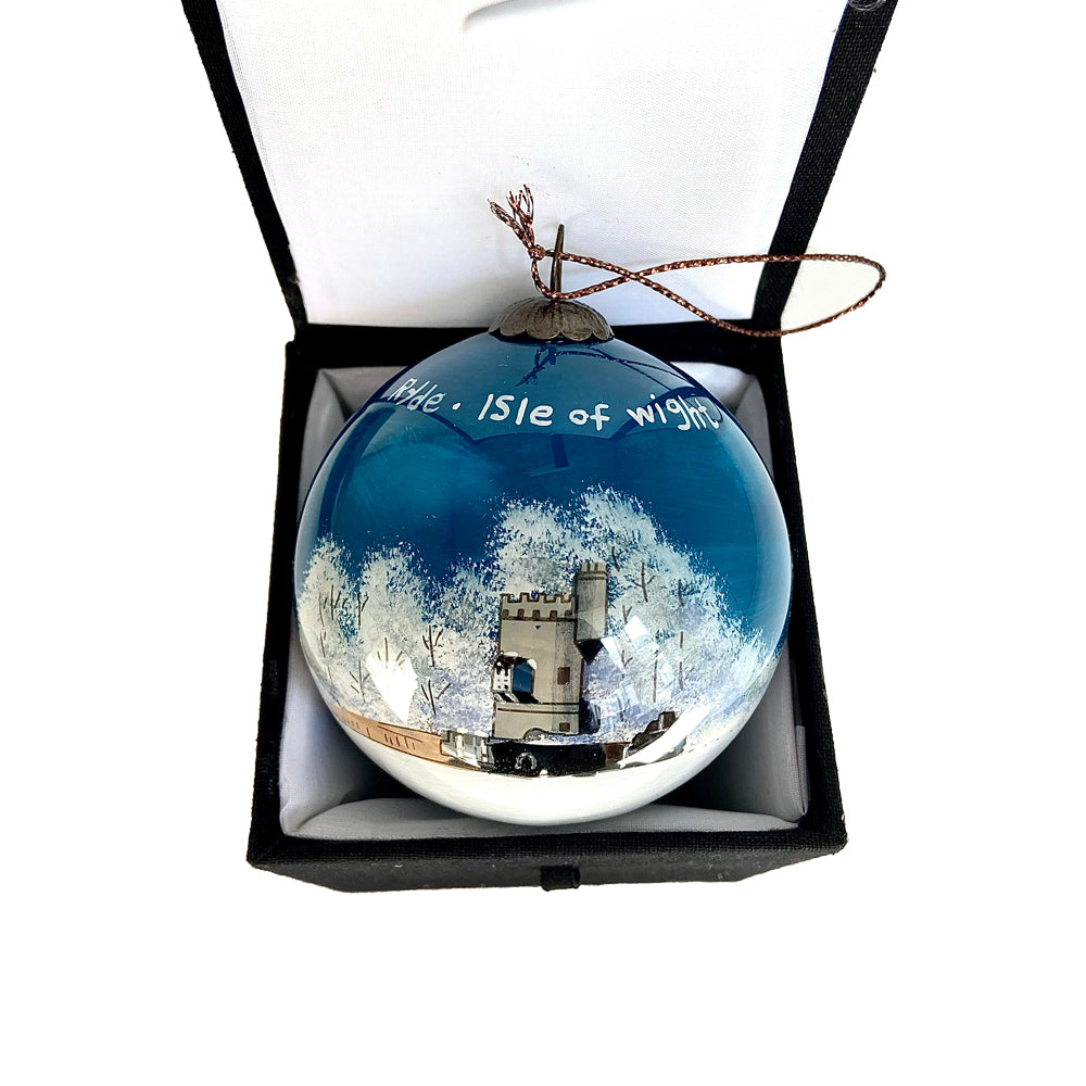 Appley Tower Ryde Hand Painted Glass Bauble 8cm – The Christmas Imaginarium