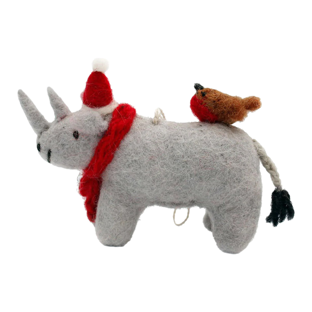 Handcrafted Felt Rhino Christmas Tree Ornament – The Christmas Imaginarium