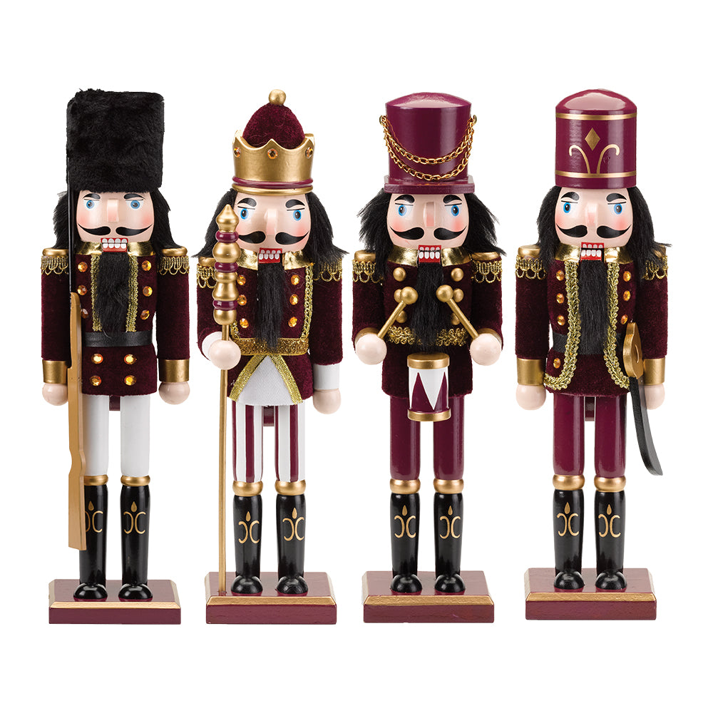 Burgundy and Gold Nutcrackers Set of 4 30cm – The Christmas Imaginarium