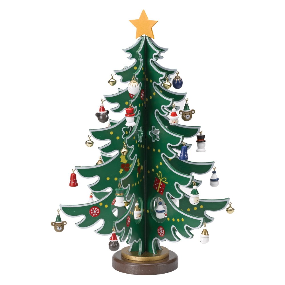 Wooden Christmas Tree with Mini Decorations - 35cm – The Christmas ...
