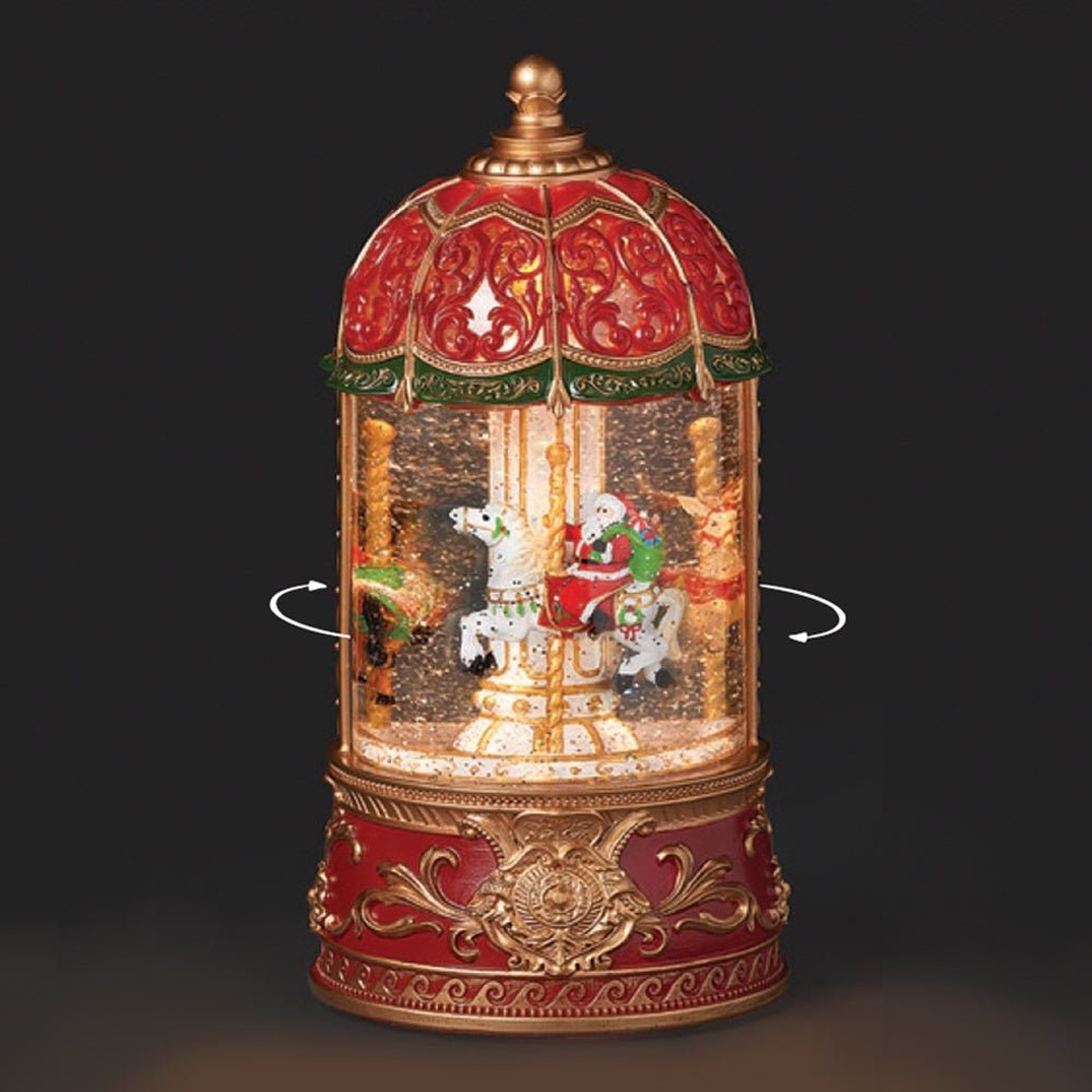 Elegant Santa On Carousel Water Spinner 23 Cm – The Christmas Imaginarium