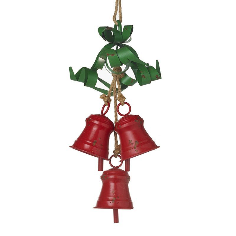 Three Hanging Red Metal Bells With Jute Hangers UK Homes – The ...